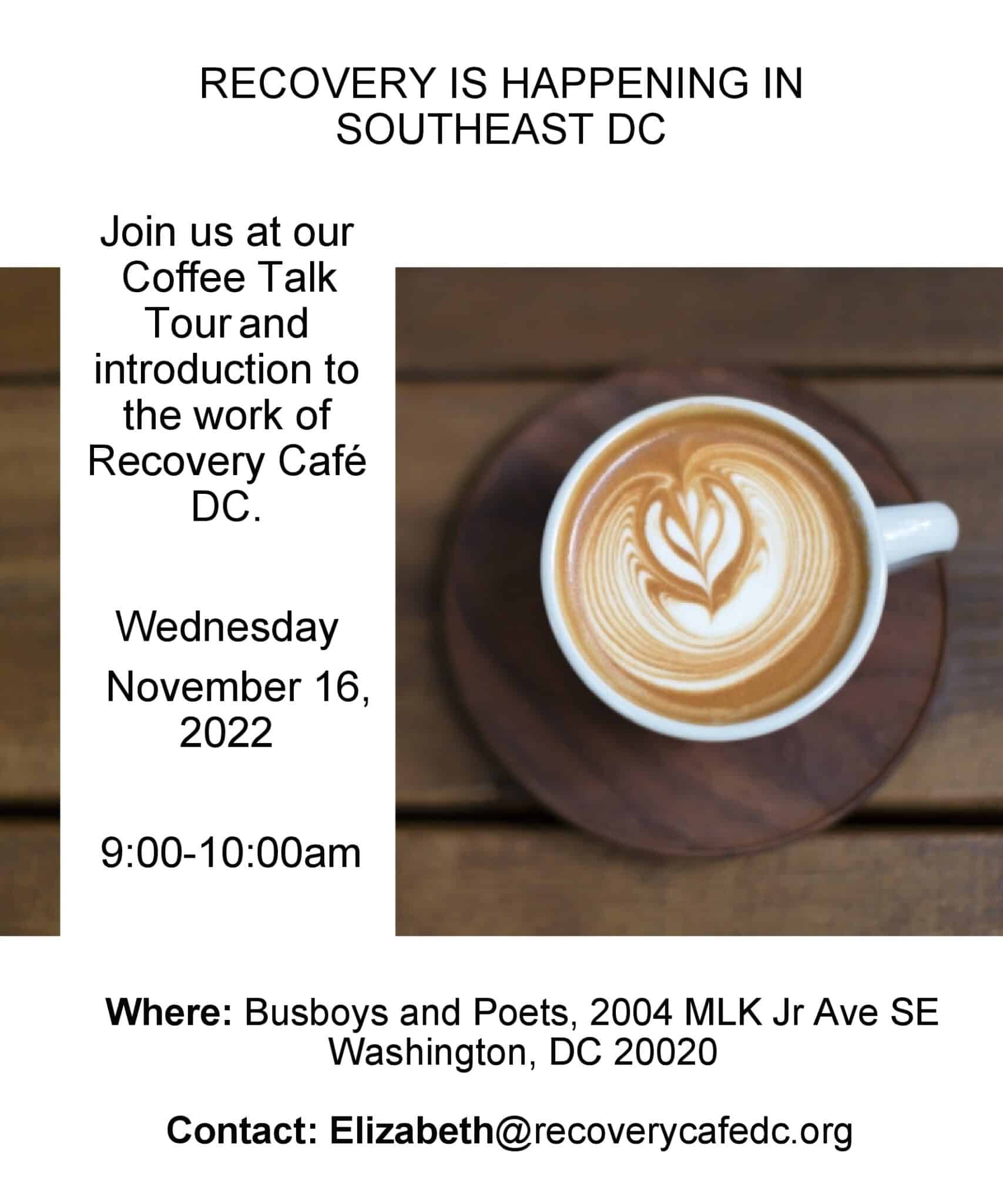 Join Us for Our Coffee Talk Tour - Recovery Café DC